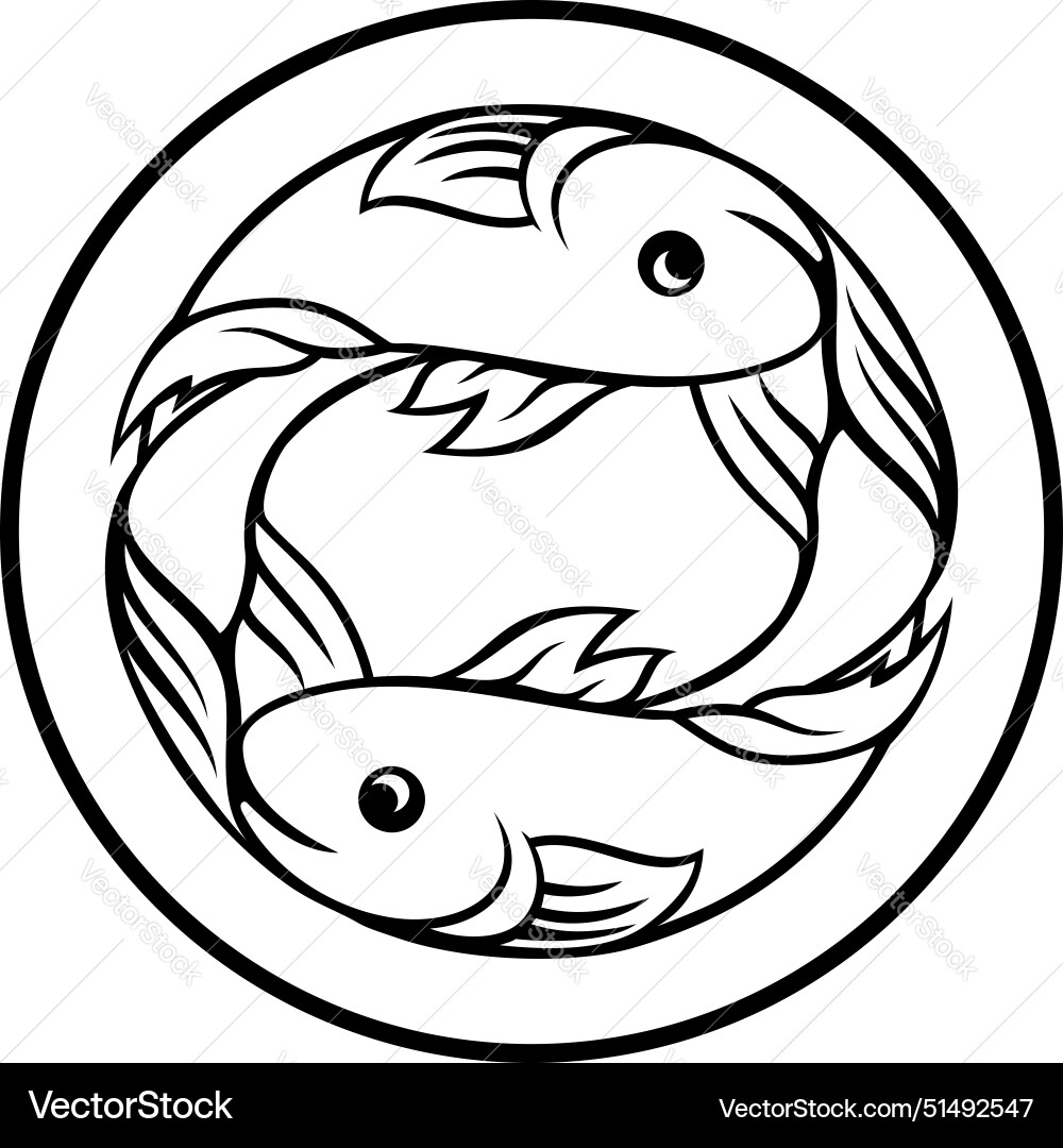 Pisces fish zodiac horoscope sign Royalty Free Vector Image