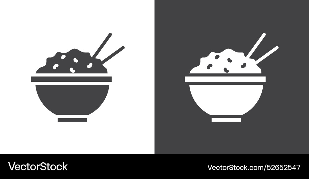 Rice bowl icon thin line set Royalty Free Vector Image