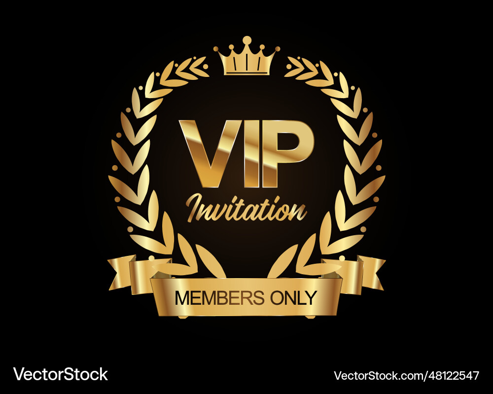 Vip member only invitation golden laurel wreath Vector Image