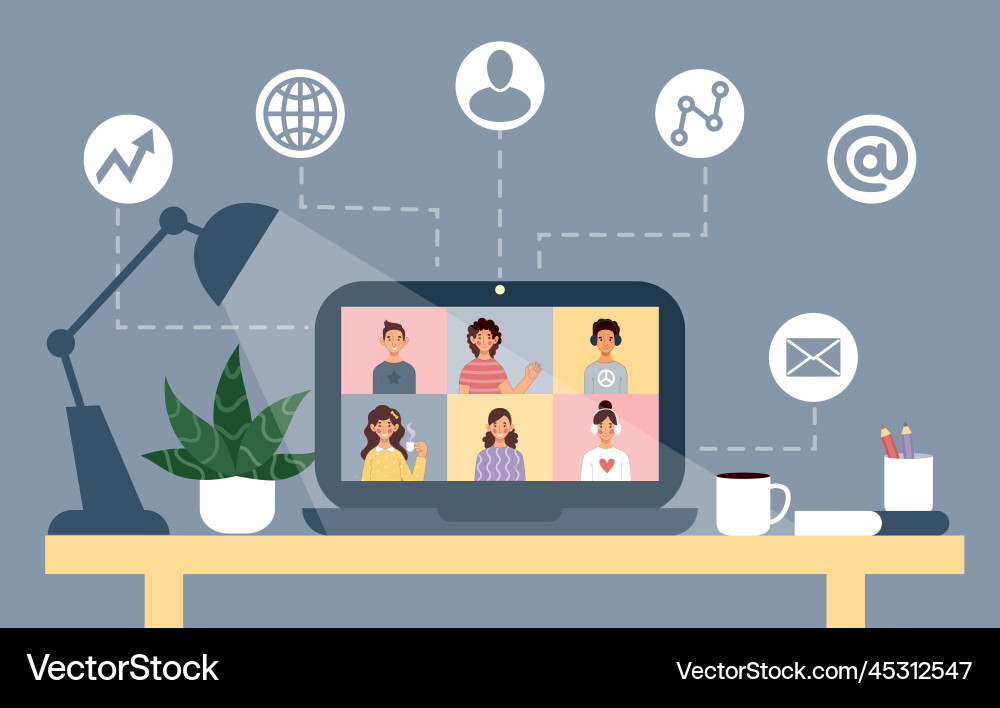 Virtual online zoom conference digital work Vector Image