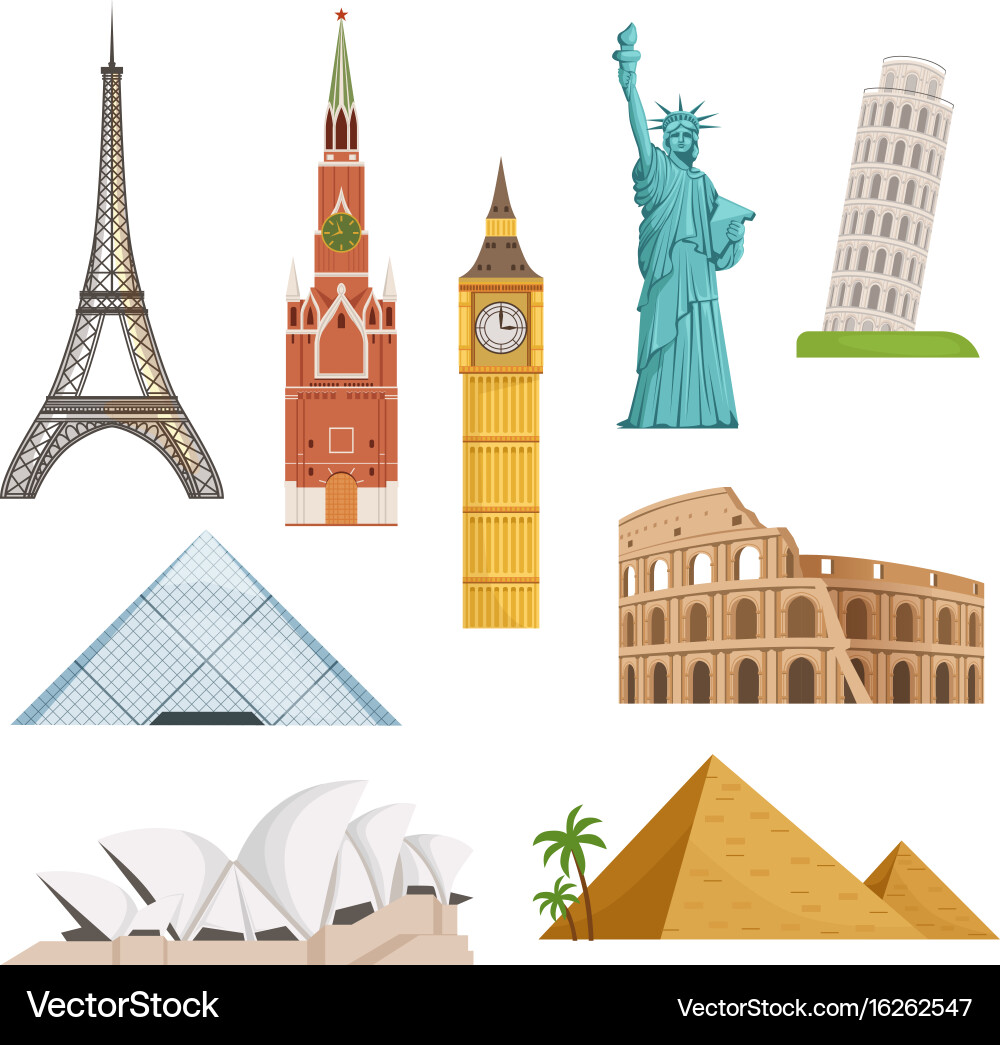 World Landmarks Collection Royalty Free Vector Image