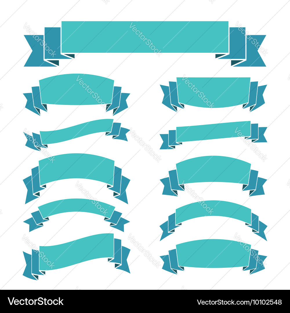 Blue ribbon banners set beautiful blank decoration