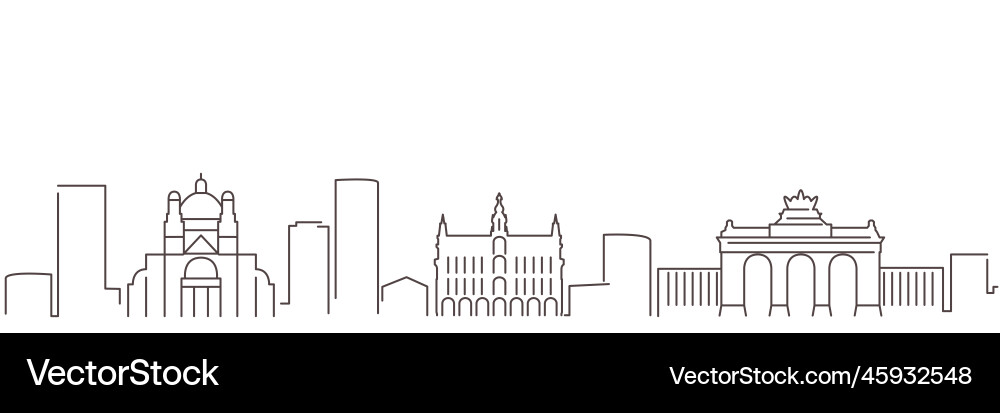 Brussels dark line simple minimalist skyline Vector Image