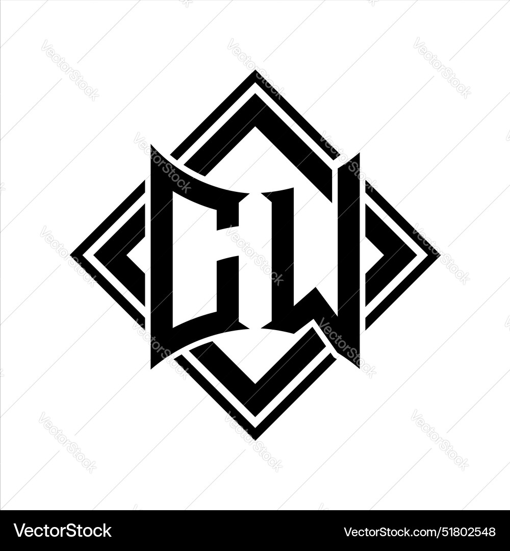 Cw letter logo with abstract shield shape Vector Image