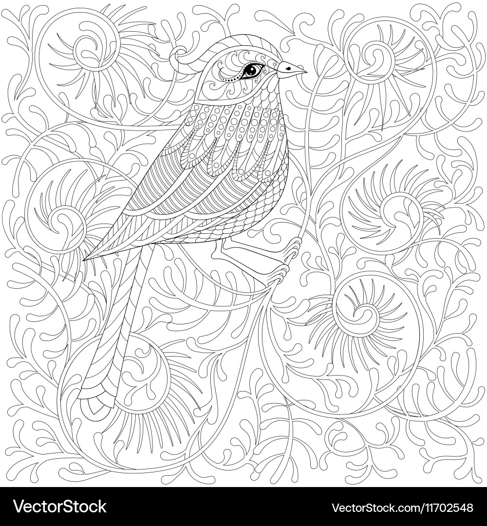 Entangle bird cartoon exotic and tropical Vector Image