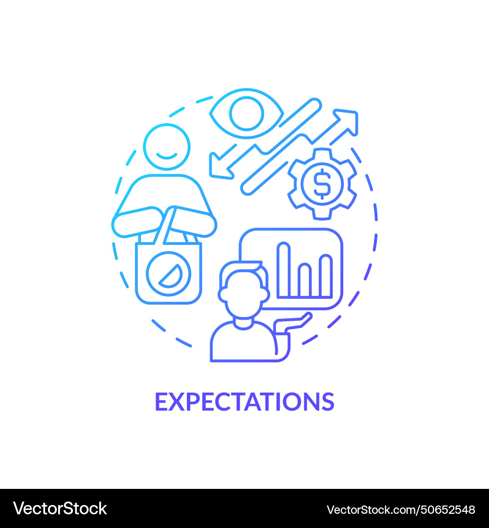 Expectations blue gradient concept icon Royalty Free Vector