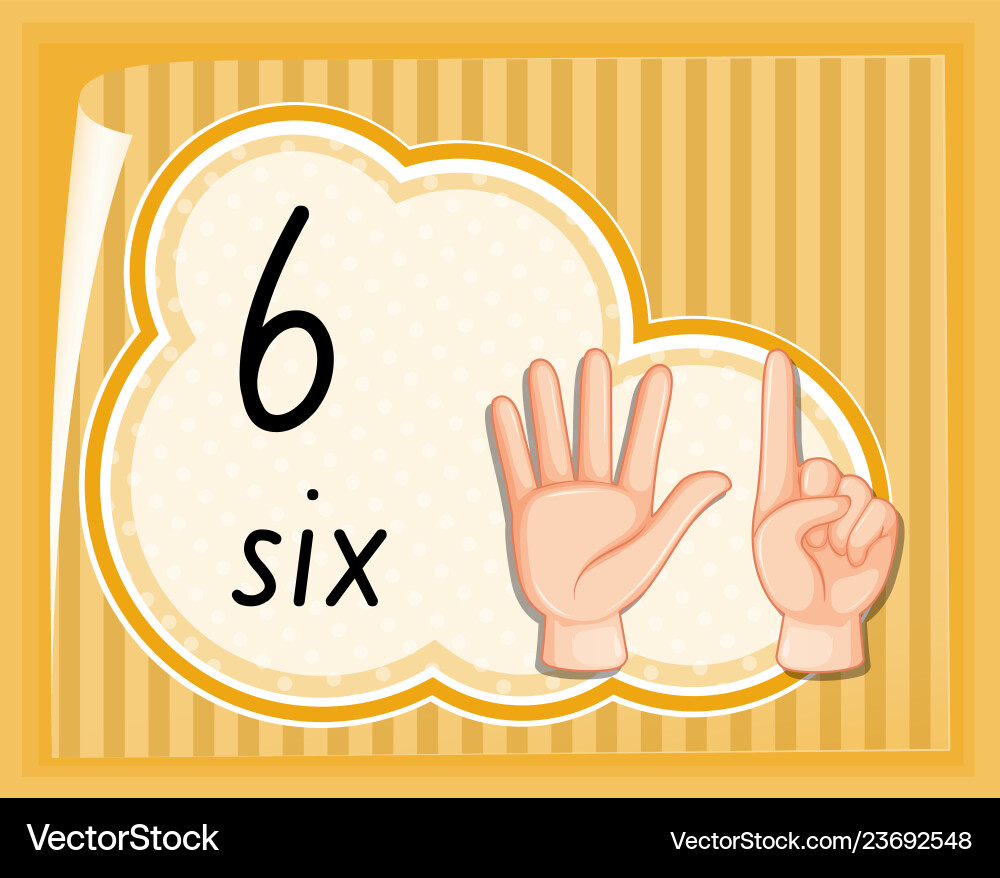 Number six hand gesture Royalty Free Vector Image