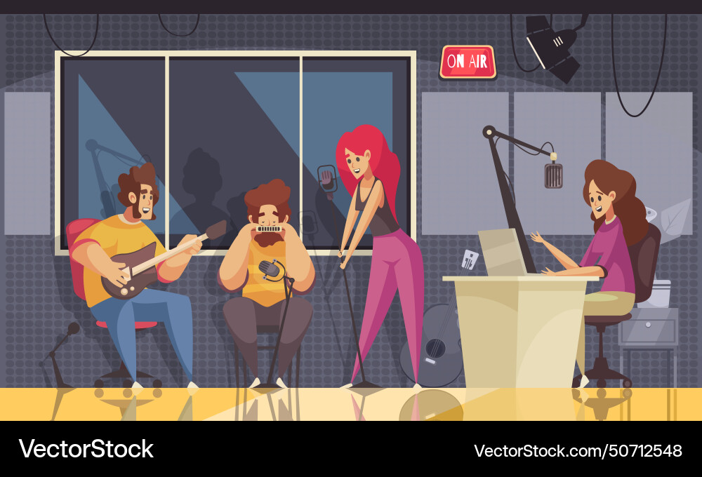 Radio studio background Royalty Free Vector Image