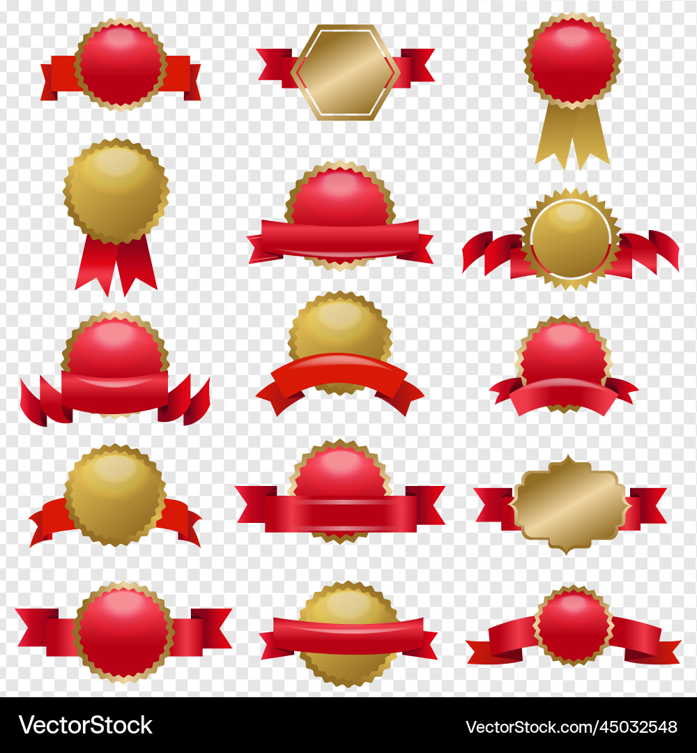 Red and golden labels with transparent background Vector Image