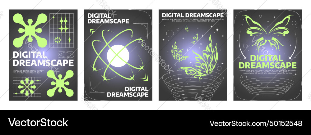 Retro futuristic flashback flyers set Royalty Free Vector