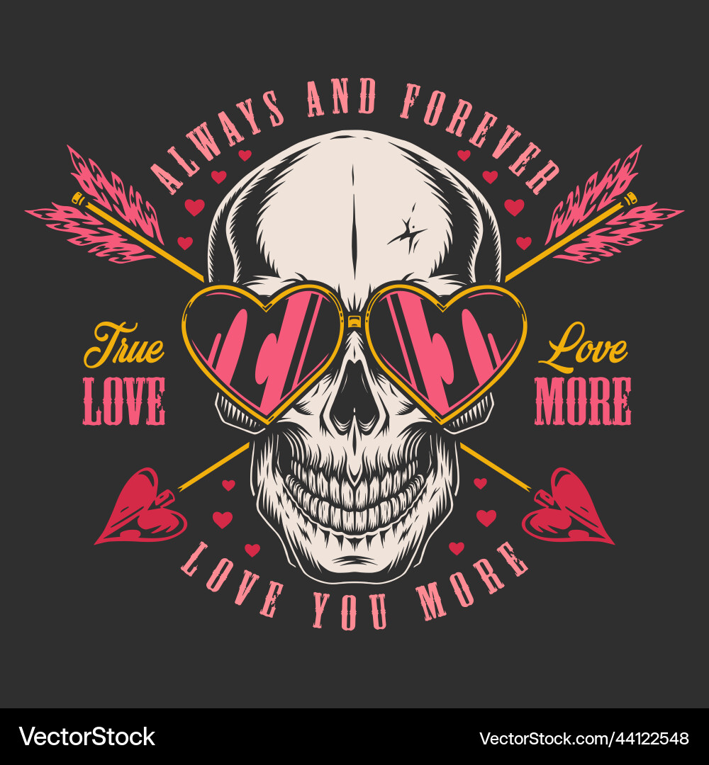 Romantic Valentine Skull Poster Royalty Free Vector Image