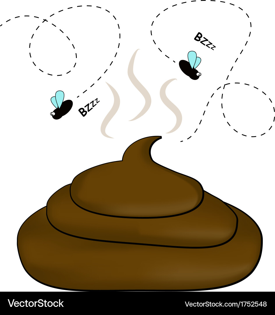 Smelly poop with flies Royalty Free Vector Image