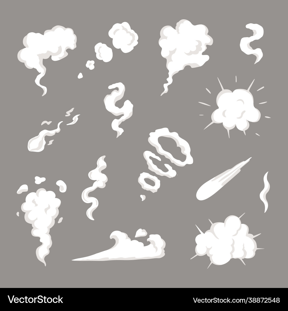 Smoke set special effects template cartoon Vector Image
