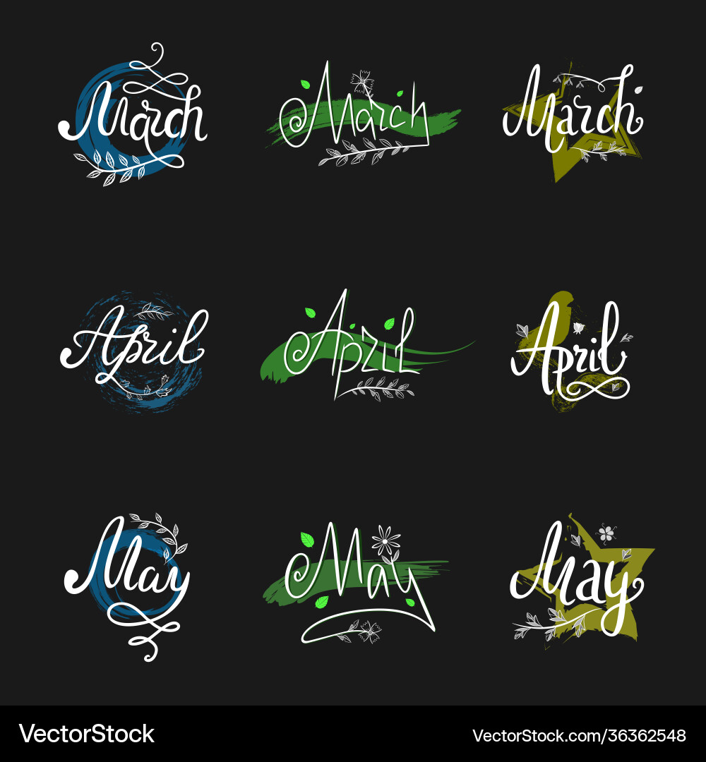 Spring months march april may with colored decor Vector Image