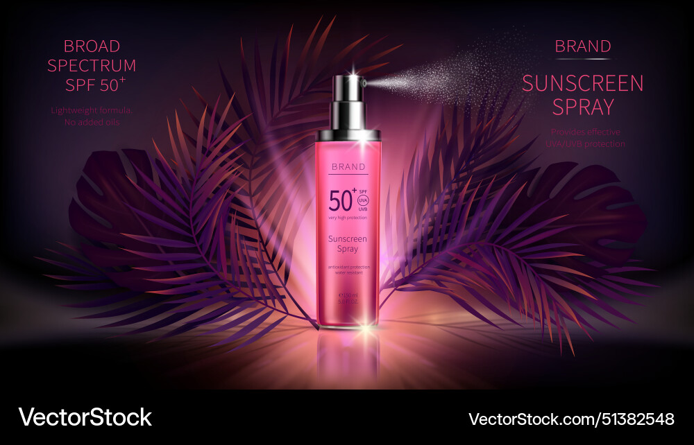 Sun protection cosmetic realistic ads Royalty Free Vector