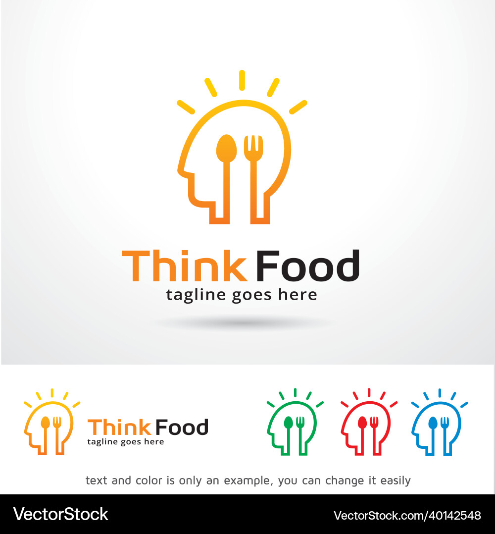 Think food logo template Royalty Free Vector Image