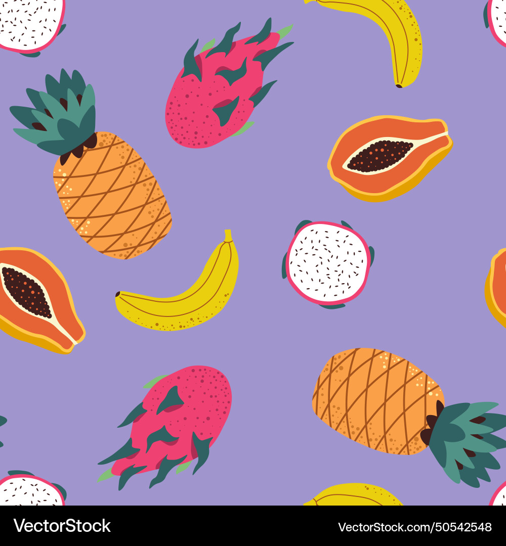 Tropical fruit mix pattern Royalty Free Vector Image
