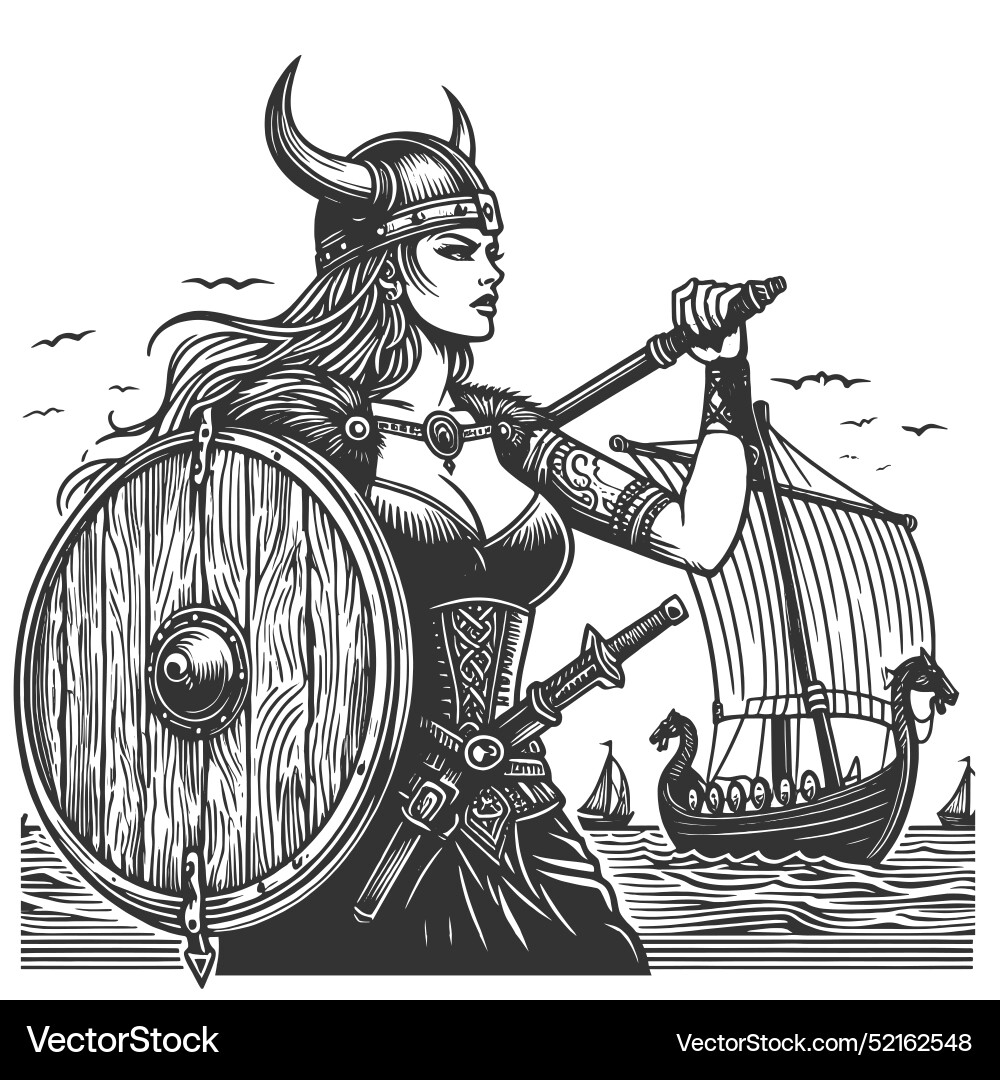 Viking Warrior Woman Royalty Free Vector Image