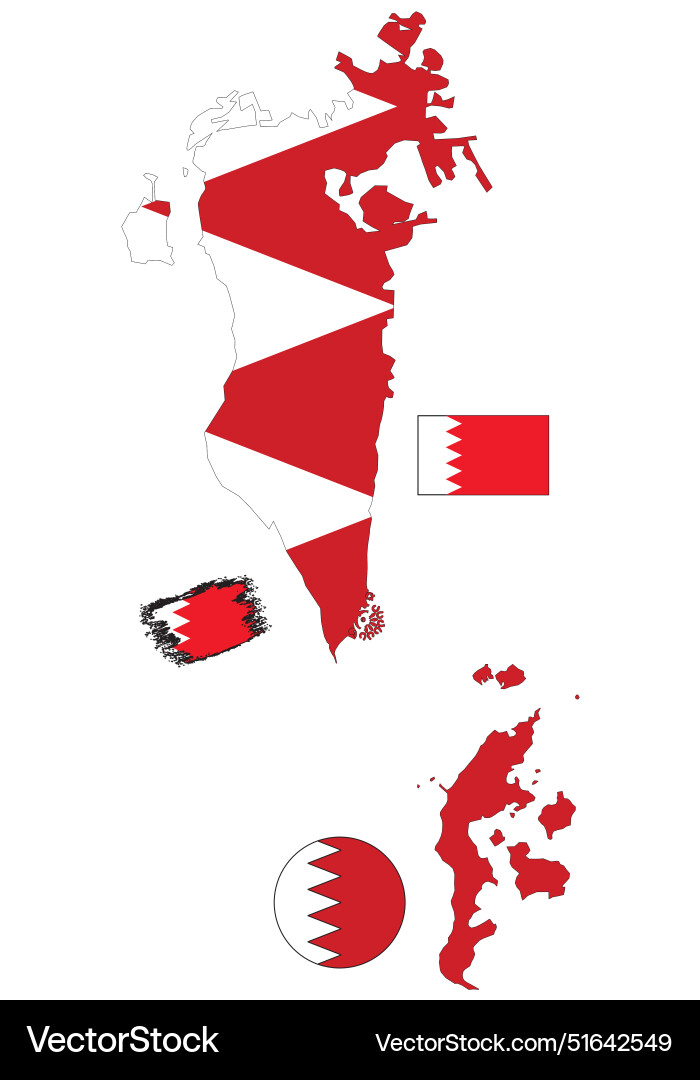 Bahrain map and flag Royalty Free Vector Image