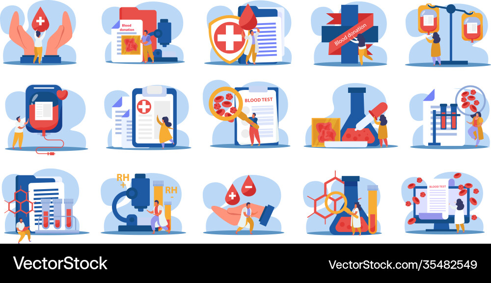 Blood donation set Royalty Free Vector Image - VectorStock