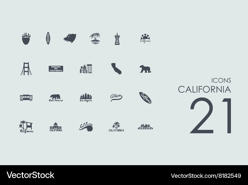 California Icons - Modern State Symbols Royalty Free Vector