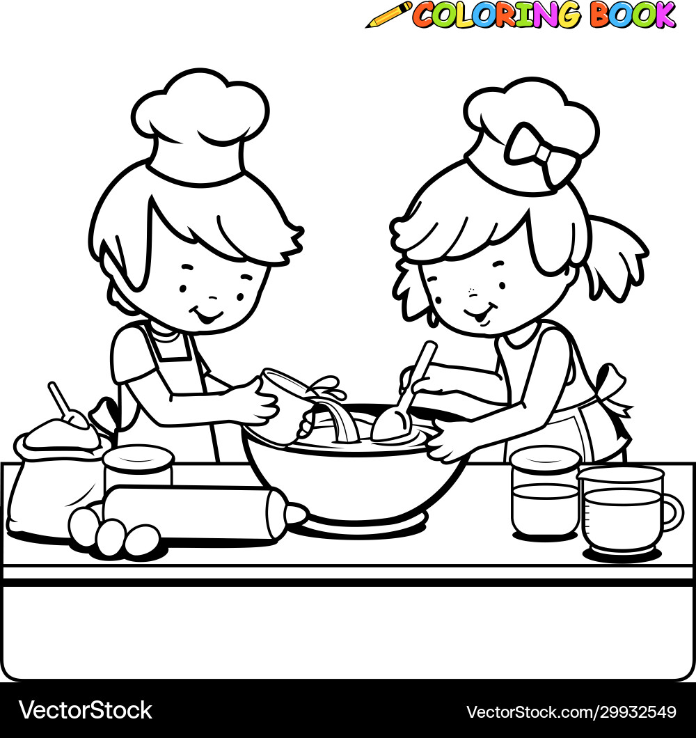 Children cooking Royalty Free Vector Image - VectorStock