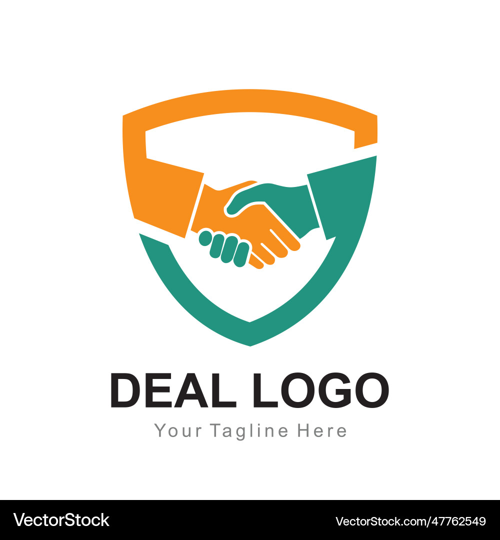 Deal handshake flat style logo Royalty Free Vector Image