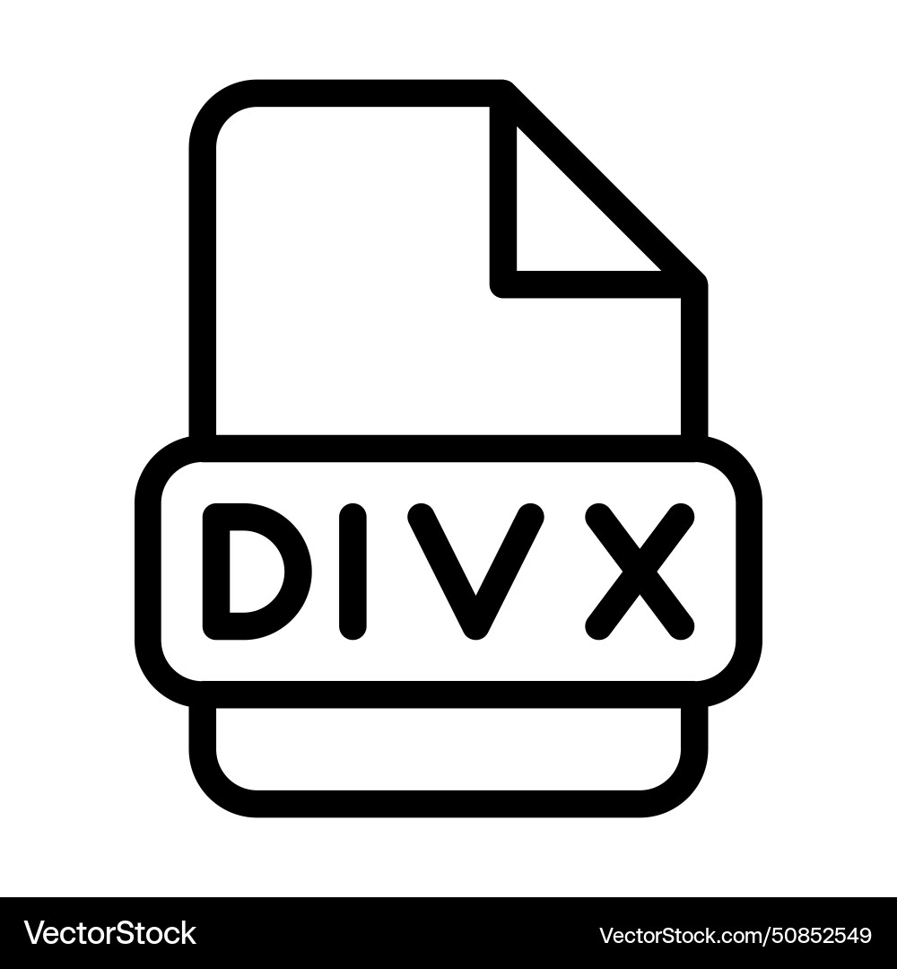 Divx file icon type files sign outline symbol Vector Image