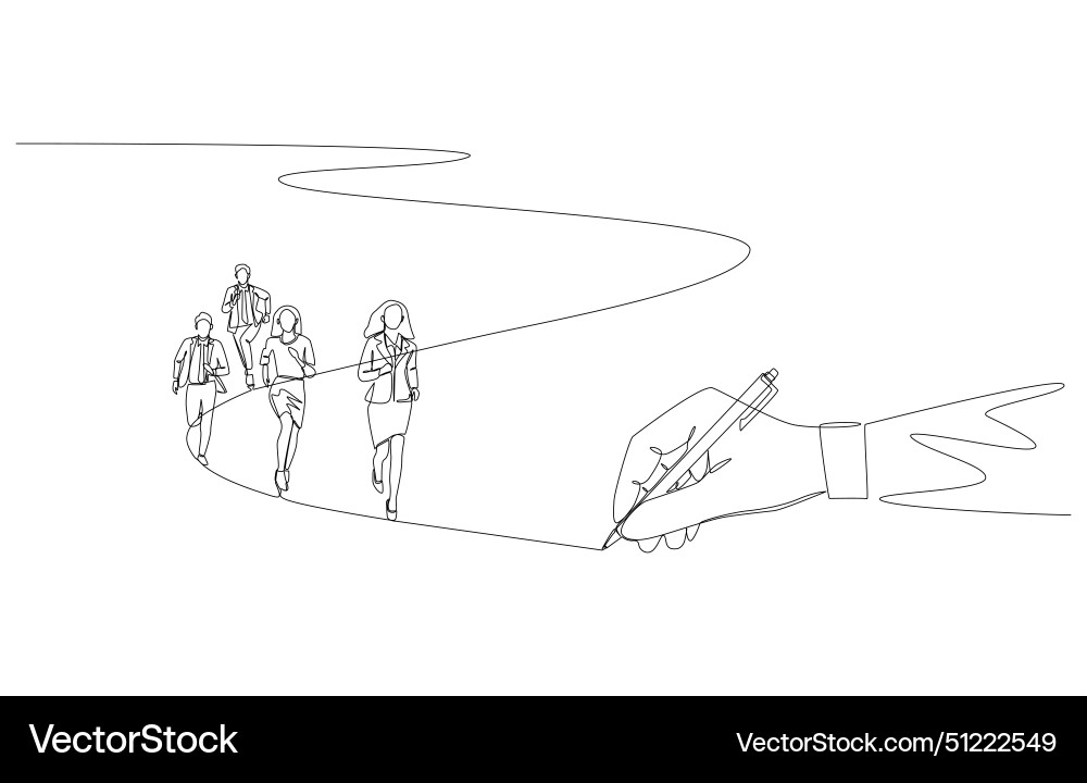 Manager drawing line to lead employees Royalty Free Vector