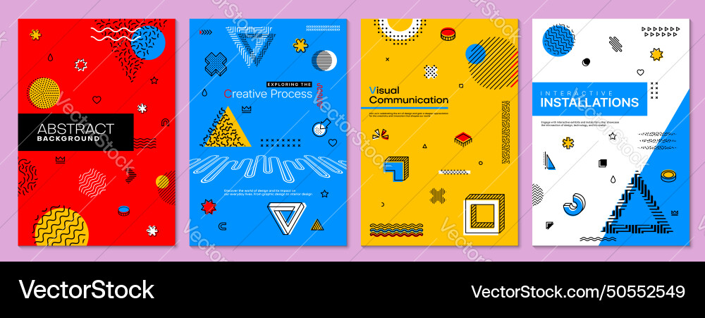 Modern memphis posters feature vibrant colors Vector Image