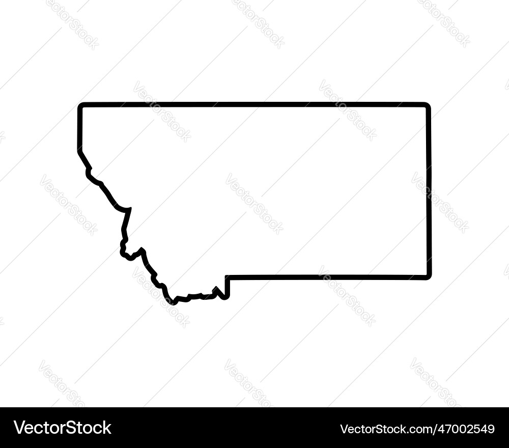 Montana State Map Outline Royalty Free Vector Image
