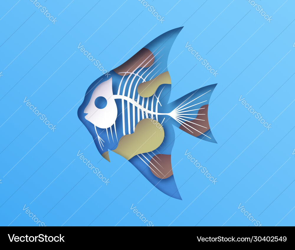 Papercut fish x ray skeleton toxic water pollution