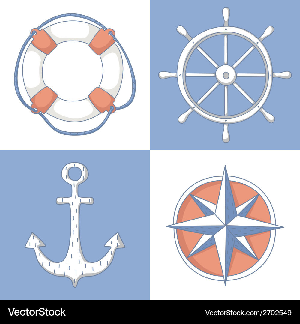 Set of nautical symbols Royalty Free Vector Image