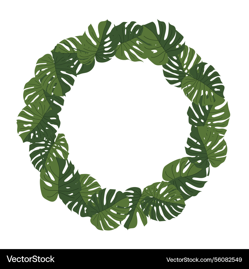 Tropical monstera leaf wreath frame Royalty Free Vector