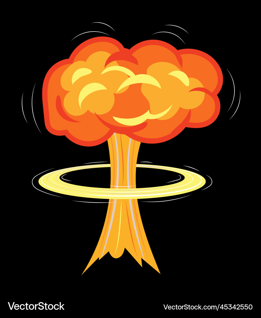 Atomic bomb explosion with ring of fire Royalty Free Vector