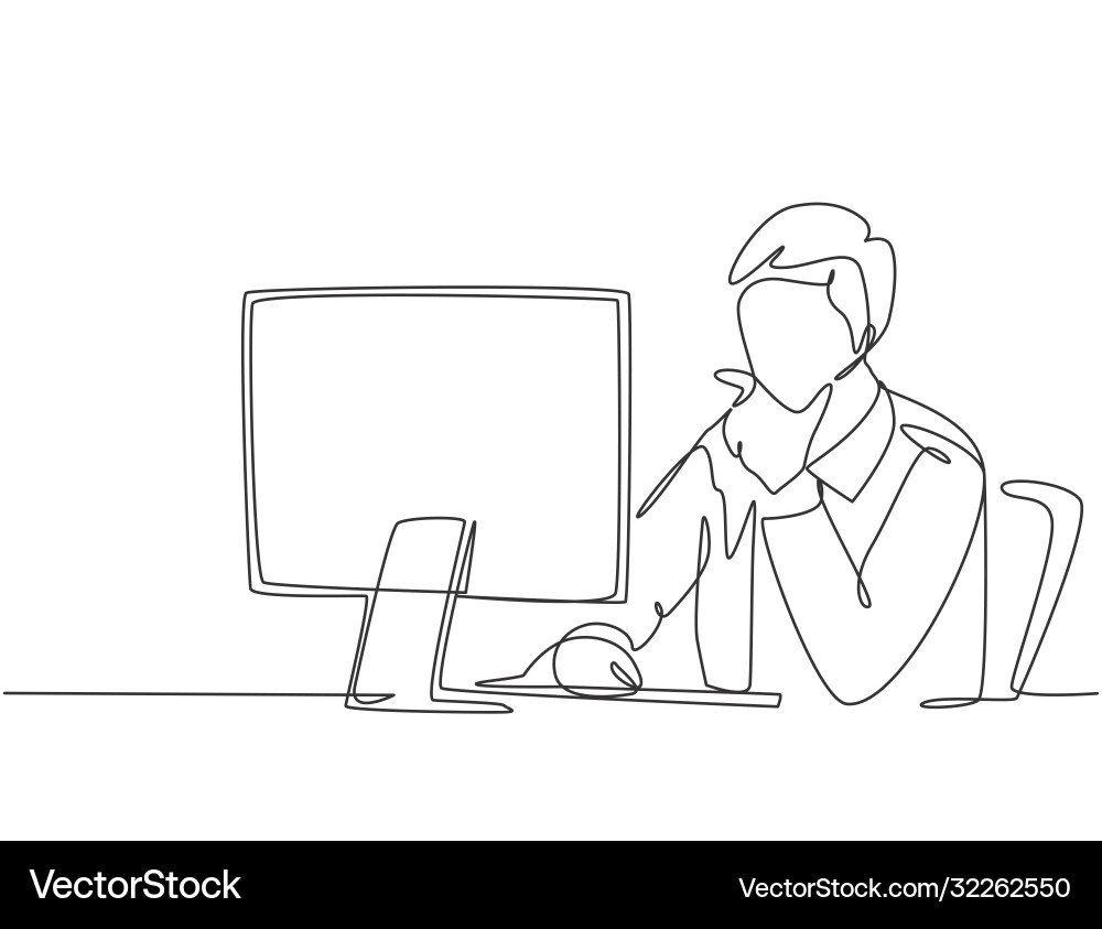 Business thinking concept one single line drawing Vector Image