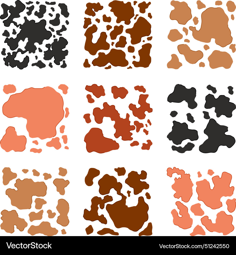 Cow skin set cartoon Royalty Free Vector Image