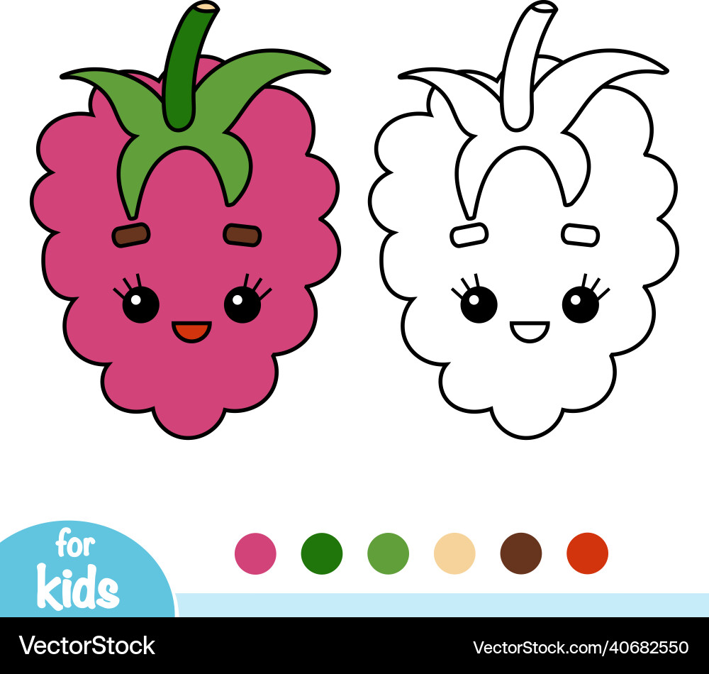 Cute Raspberry Coloring Page Royalty Free Vector Image