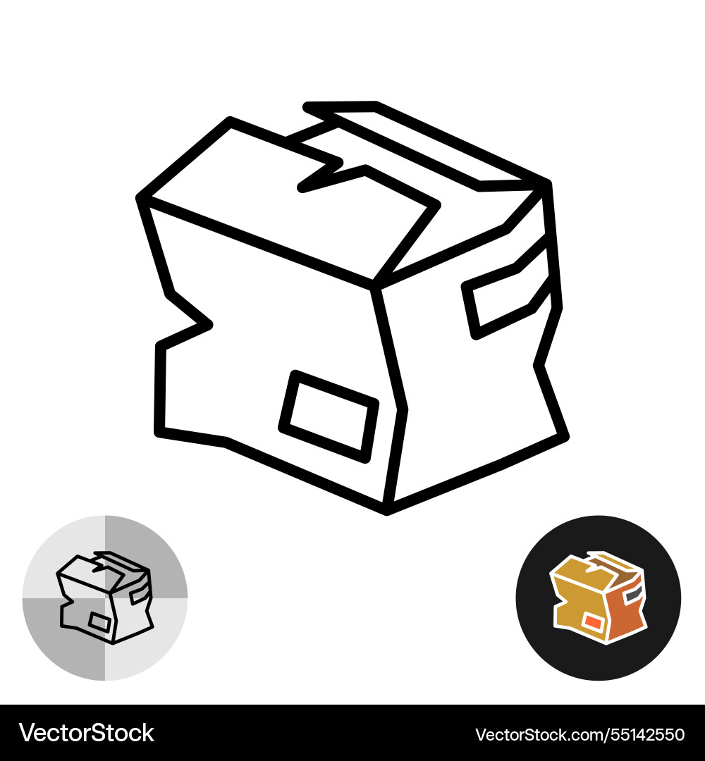 Damaged shipping box icon on white background Vector Image