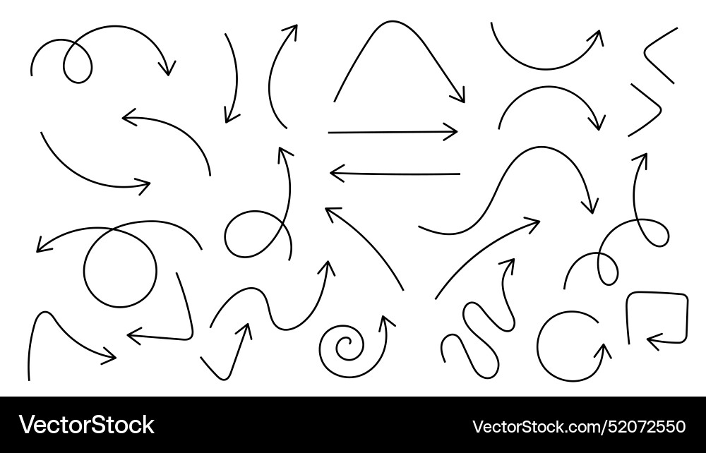Direction arrows hand drawn Royalty Free Vector Image