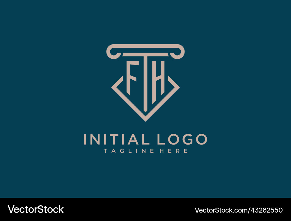 Fh initial with pillar icon design clean Vector Image