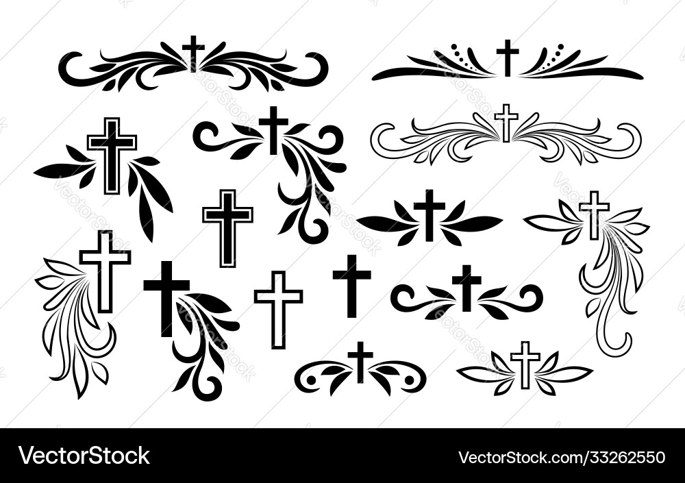 Funeral ornamental decorations memorial design Vector Image