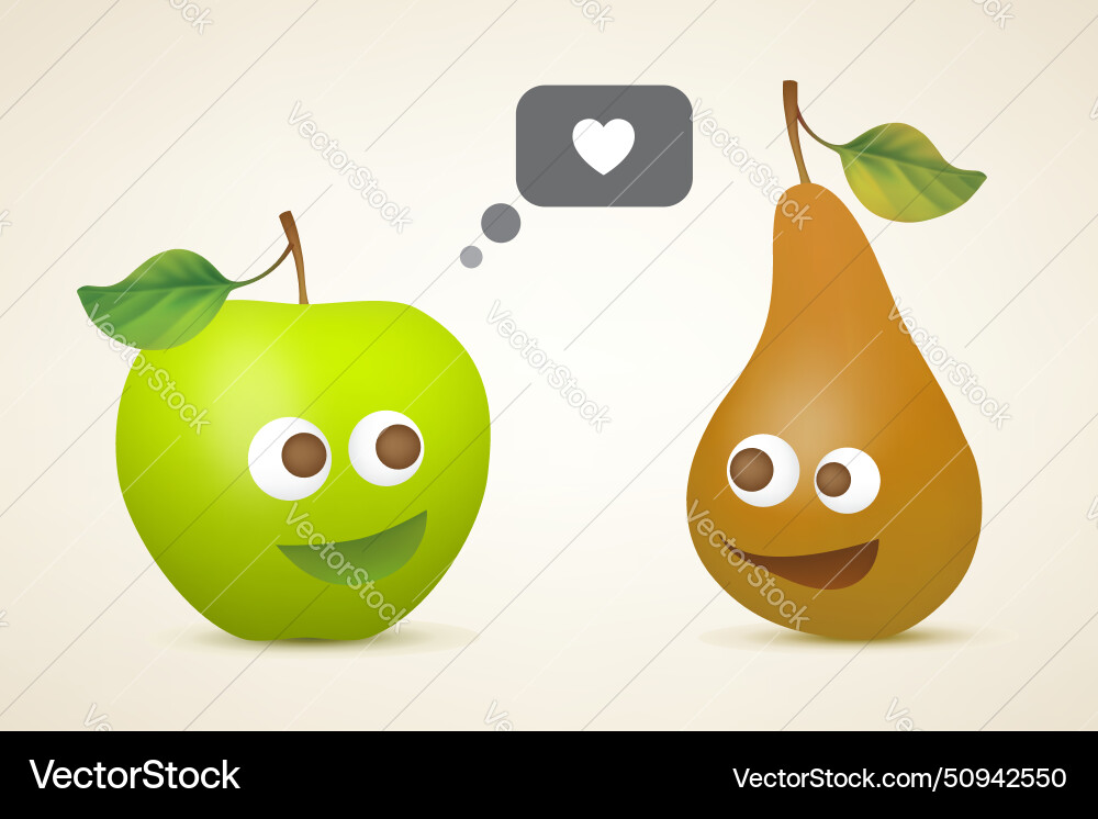 Funny apple and pear Royalty Free Vector Image