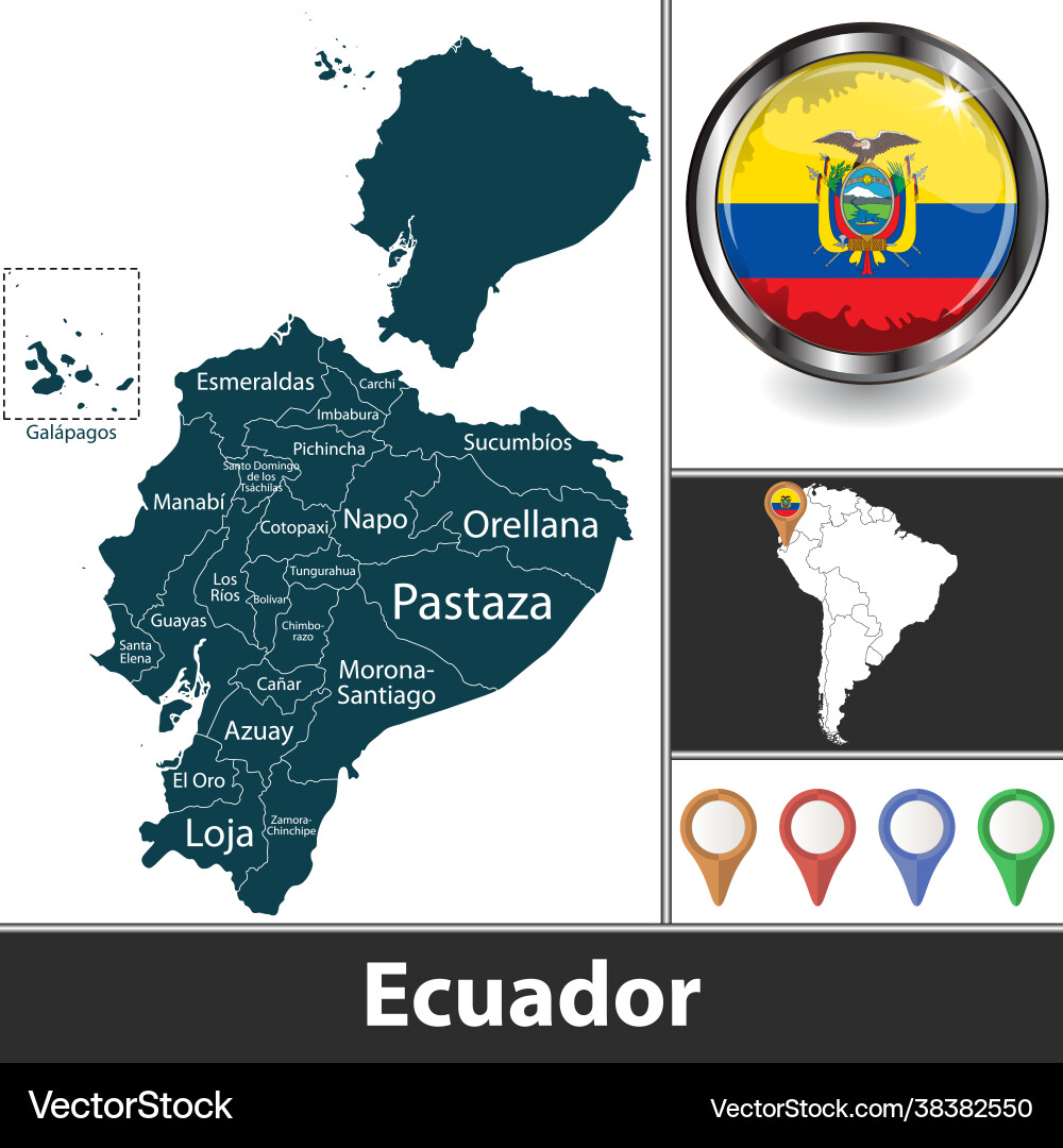 Map ecuador Royalty Free Vector Image - VectorStock