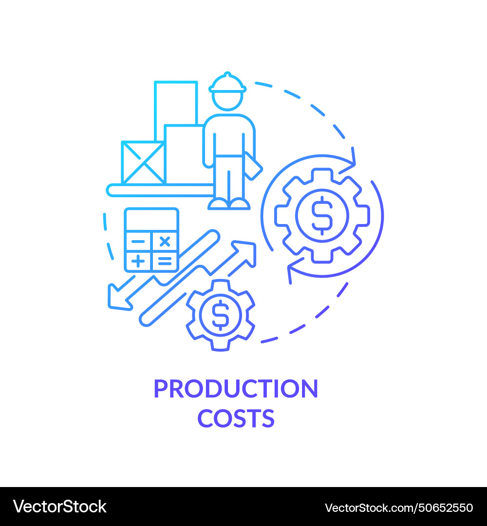 Production costs blue gradient concept icon Vector Image