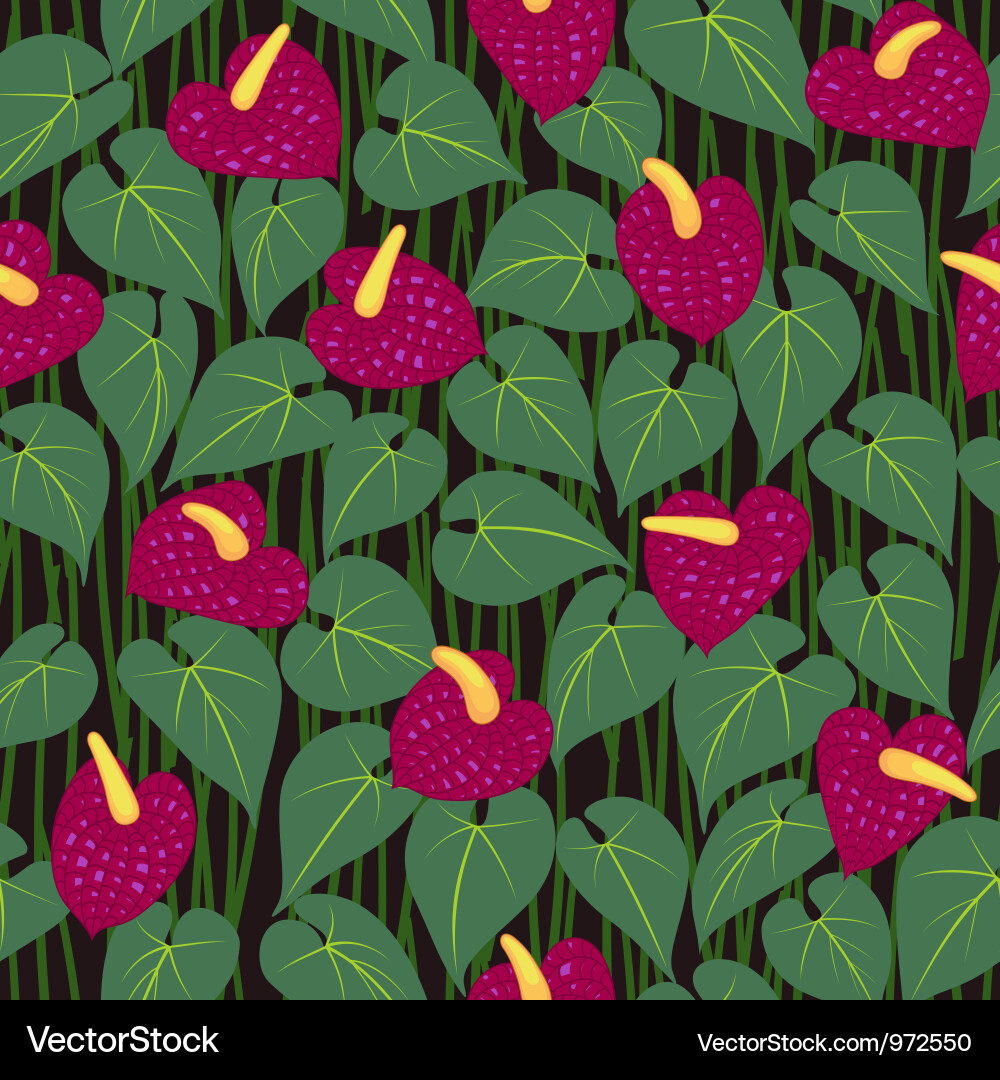 Red Anthurium Floral Pattern Royalty Free Vector Image