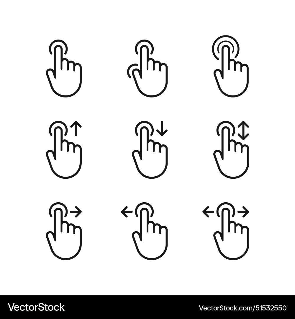 Set of hand touch gestures icons Royalty Free Vector Image Set of hand touch gestures icons Royalty Free Vector Image