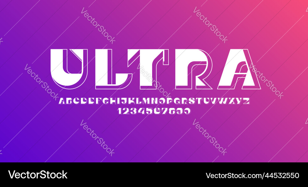 Ultra font white modern alphabet Royalty Free Vector Image
