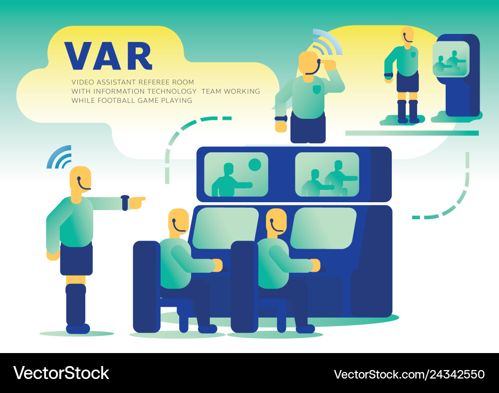 Var technology in football game Royalty Free Vector Image