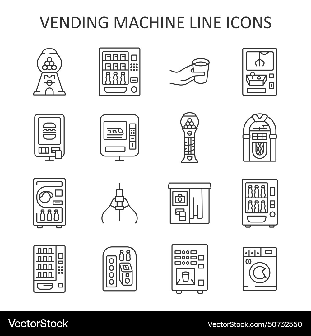 Vending machine line icon collection Royalty Free Vector